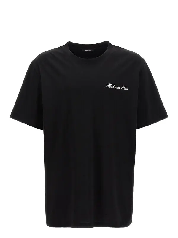 Balmain Signature' T Shirt - White/black