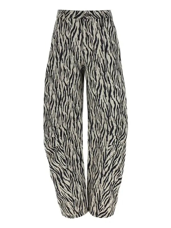 ROTATE BY BIRGER CHRISTENSEN Printed Twill Cargo Pants - White/black