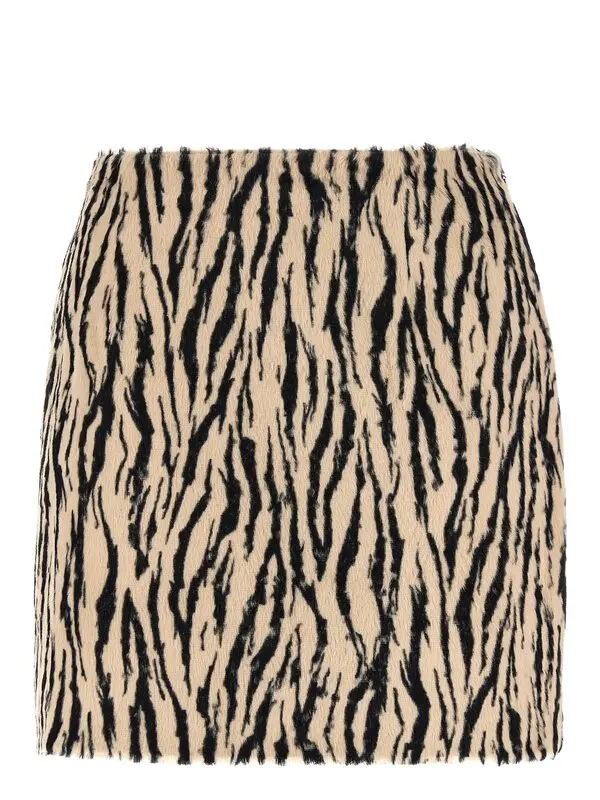 ROTATE BY BIRGER CHRISTENSEN Printed Faux Fur Mini Skirt - White/black