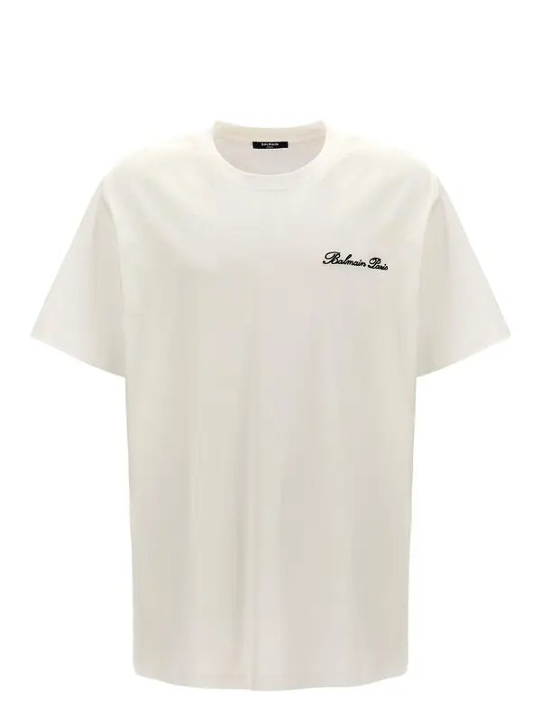 Balmain Signature' T Shirt - White/black