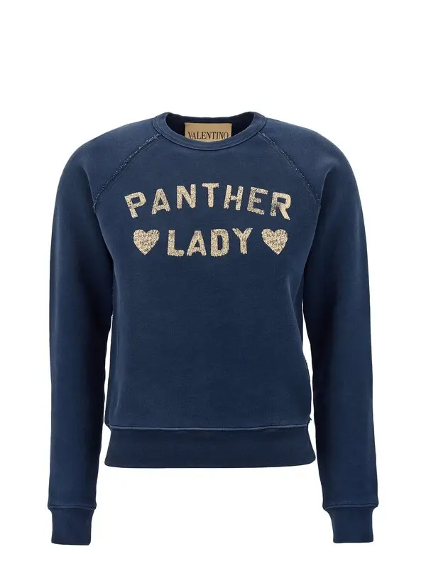 Valentino Garavani Panther Lady Cotton Sweatshirt - Blue