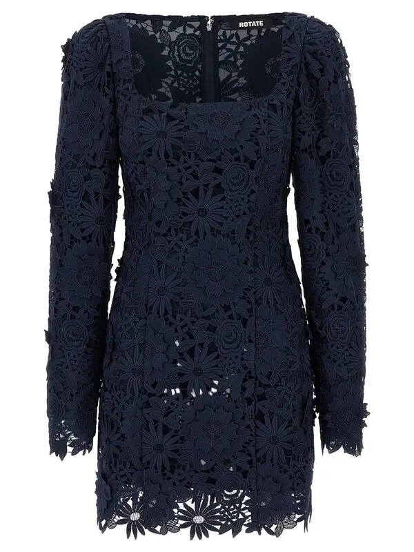 ROTATE BY BIRGER CHRISTENSEN 3d Lace Ls Mini Dress - Blue