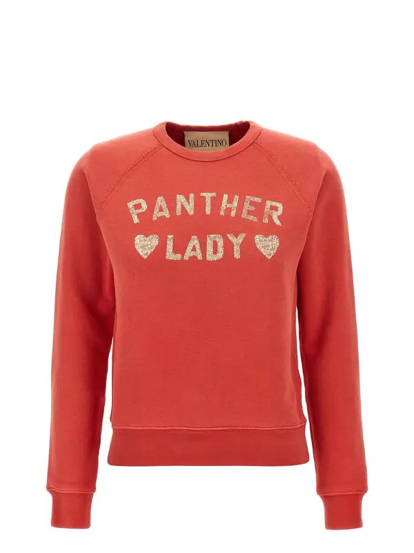 Valentino Garavani Panther Lady' Cotton Sweatshirt - Red