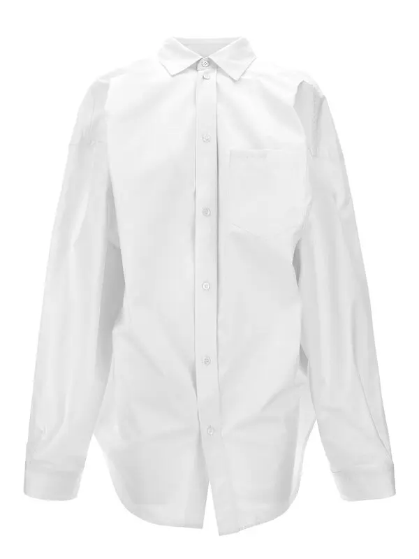 Balenciaga Asymmetric Shirt With Logo Embroidery - White