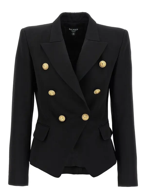 Balmain Double-breasted Wool Blazer - Black