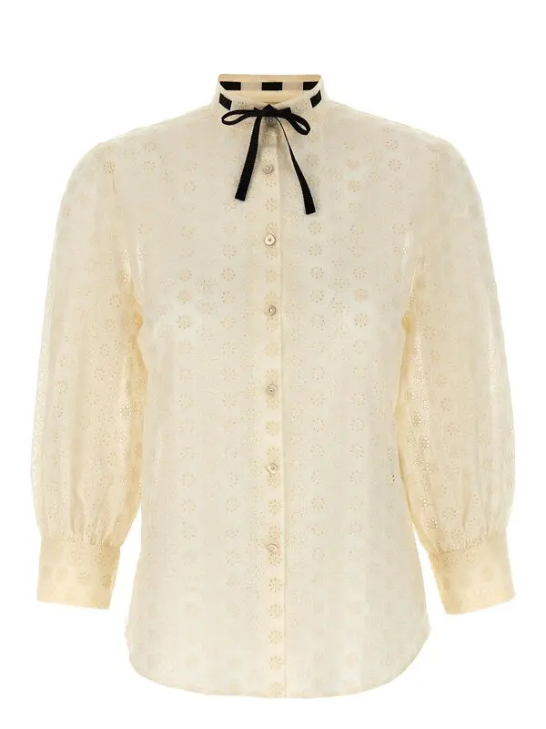 Valentino Garavani Daisy Sangallo Polka Dot Shirt - White