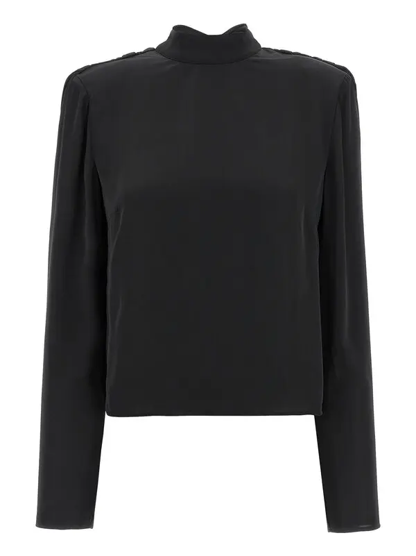 ROTATE BY BIRGER CHRISTENSEN Satin Drapy Back Top - Black