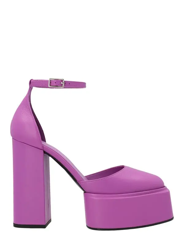3JUIN Ambra Leather Pumps With Ankle Strap - Purple