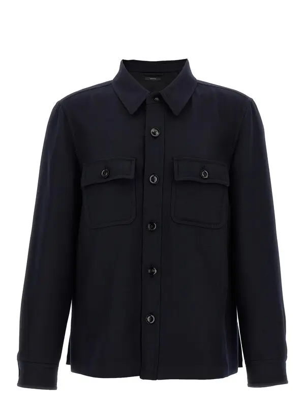 TOM FORD Double Splittable Light Wool' Overshirt - Blue