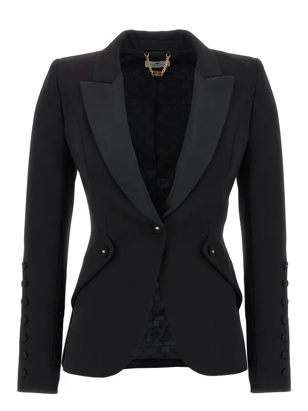 Elisabetta Franchi Crepe Tuxedo Blazer - Black