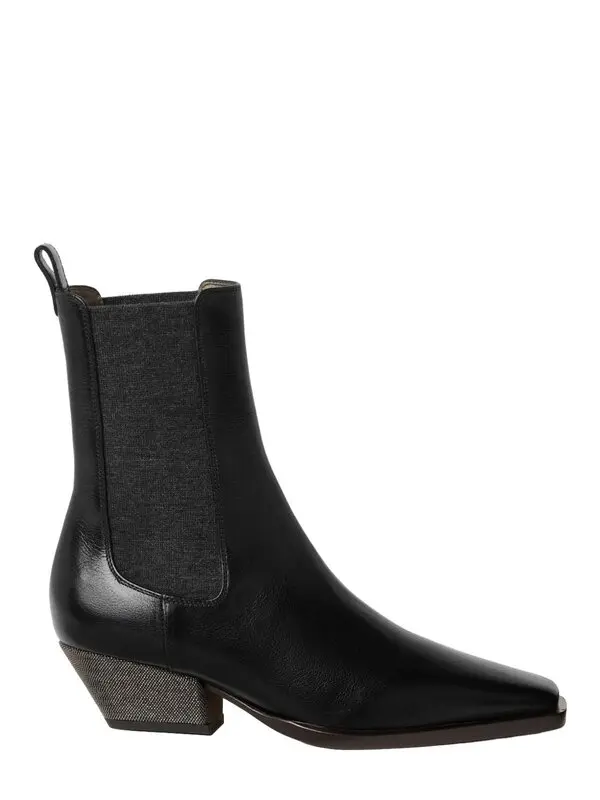 Brunello Cucinelli Leather Chelsea Boots - Black