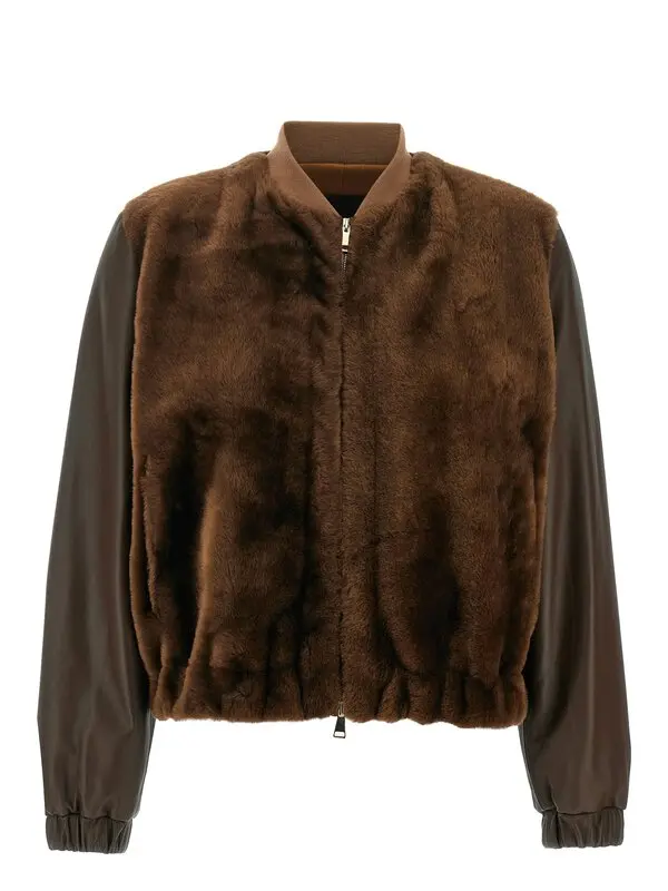 Fabiana Filippi Fur Waistcoat Bomber Jacket - Brown