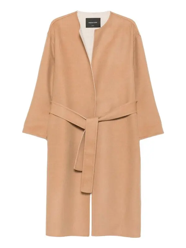 Fabiana Filippi Wool Belted Coat - Beige