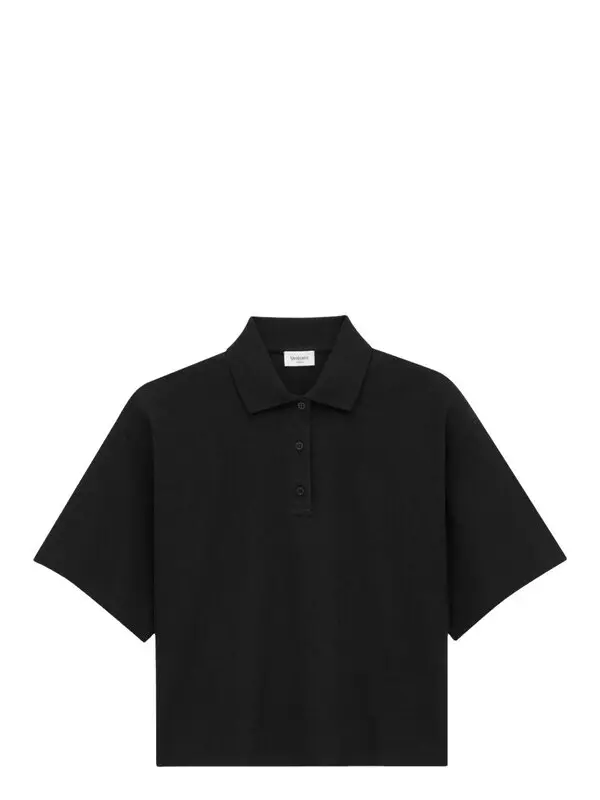 Saint Laurent Oversized Cotton Polo Shirt - Black