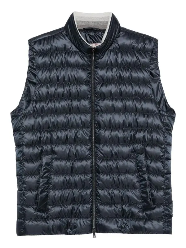 Herno Quilted Nylon Down Vest - Blue