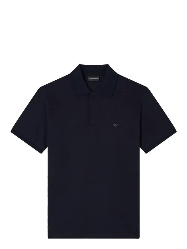 Emporio Armani Logo Cotton Polo Shirt - Blue