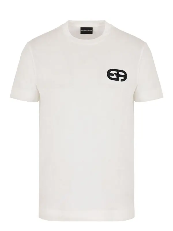 Emporio Armani Logo Cotton Blend T Shirt - White