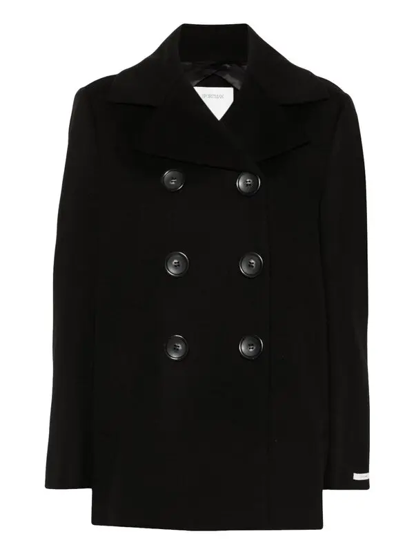 Sportmax Wool Double-breasted Coat - Black