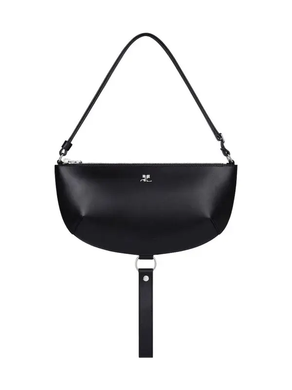 COURREGES Leather Shoulder Bag - Black