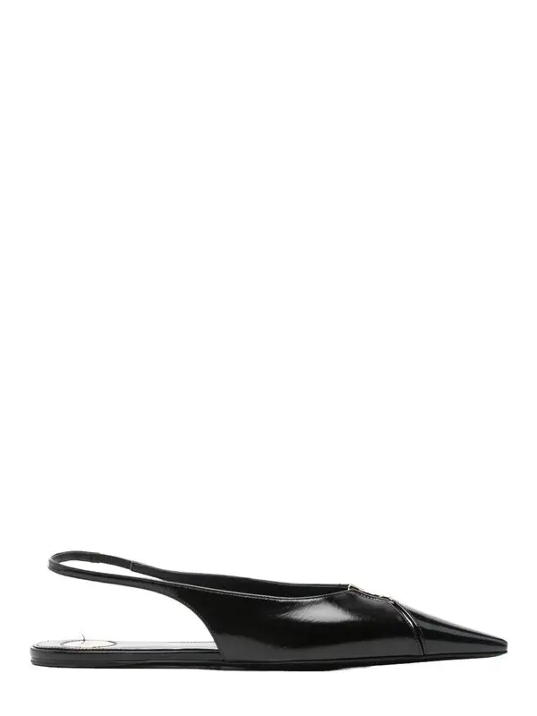 Saint Laurent Babylone Leather Slingback Ballerinas - Black