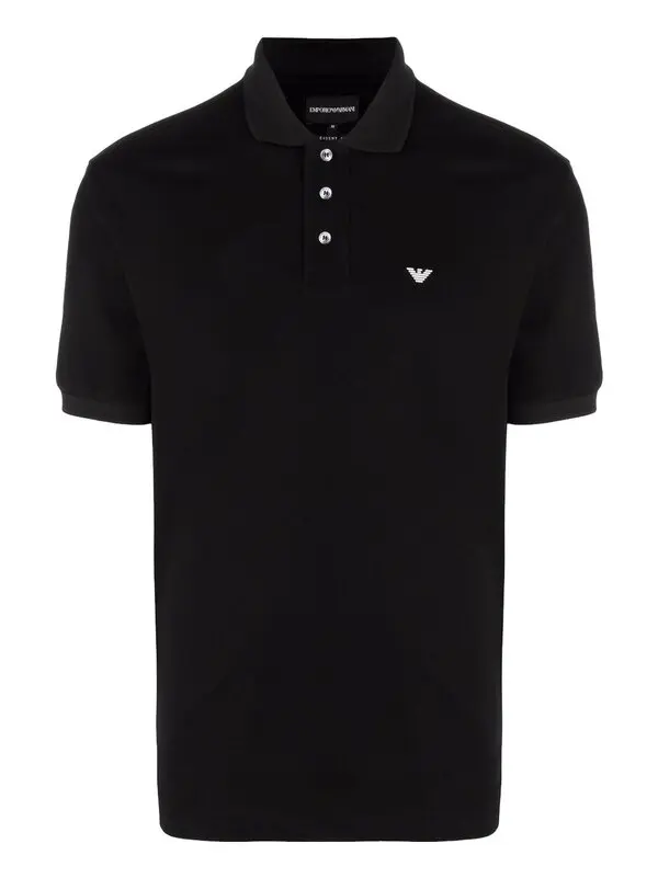 Emporio Armani Cotton Polo Shirt - Black