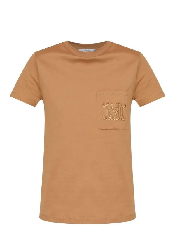 Max Mara Logo Cotton T-shirt - Camel
