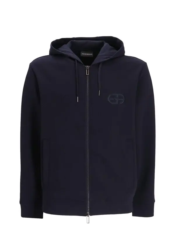 Emporio Armani Logo Cotton Hoodie - Blue