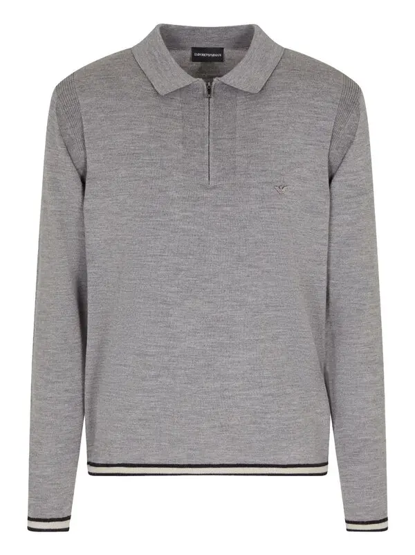 Emporio Armani Wool Polo Shirt - Grey