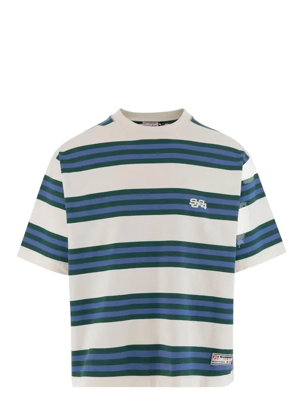 SUMMER GAMES Striped Cotton T-shirt - Red