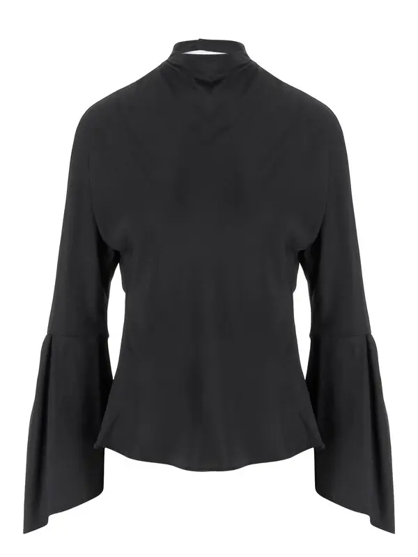 Pinko Blatz Blouse In Acetate And Silk - Black