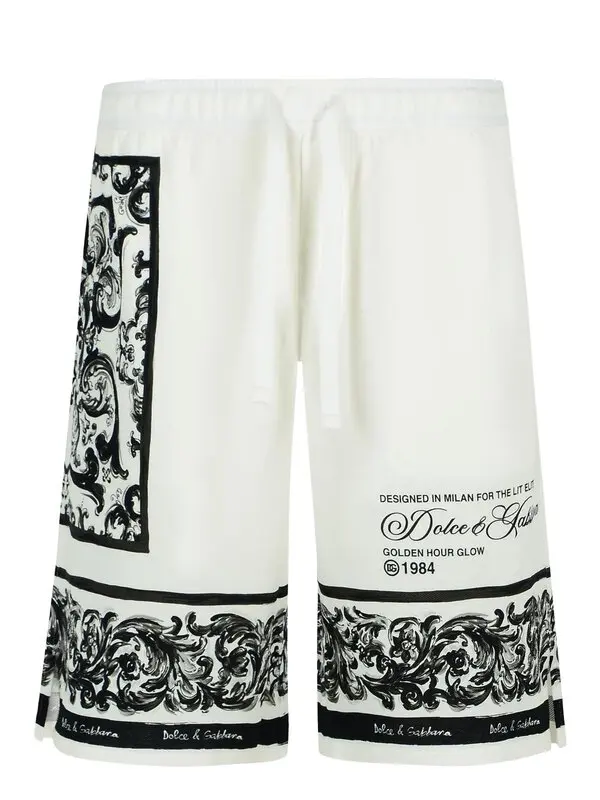 Dolce & Gabbana Maiolica Print Bermuda Shorts - White
