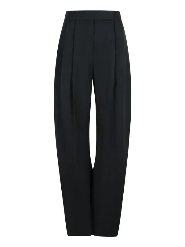 Attico Gary Wide Leg Virgin Wool Pants - Black