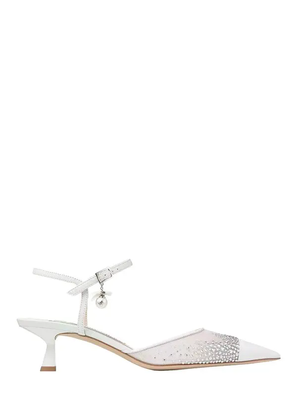 JIMMY CHOO 45mm Aren Crystal-embellished Pumps - White