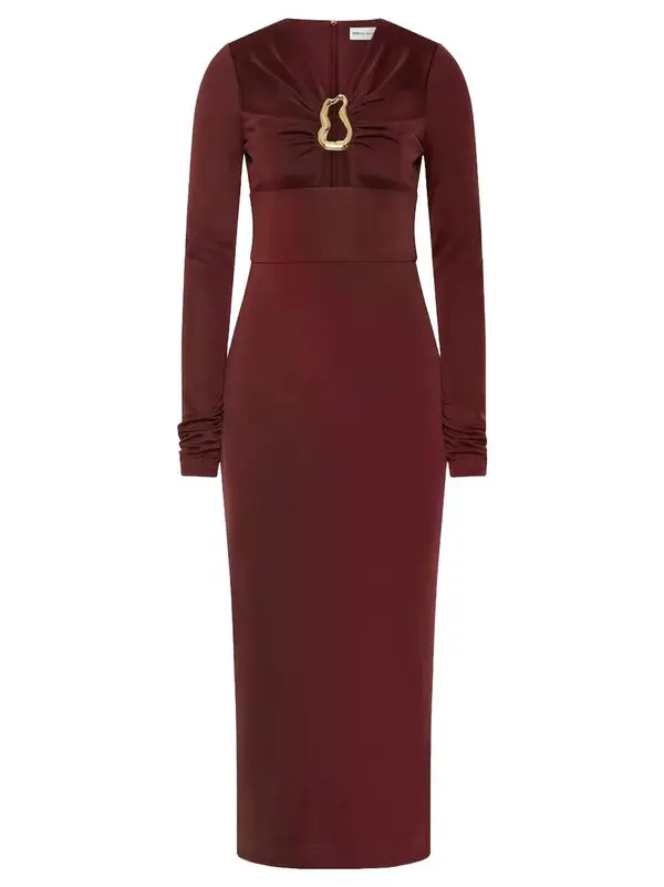 Rebecca Vallance Mischa Long-sleeve Cut-out Midi Dress - Red
