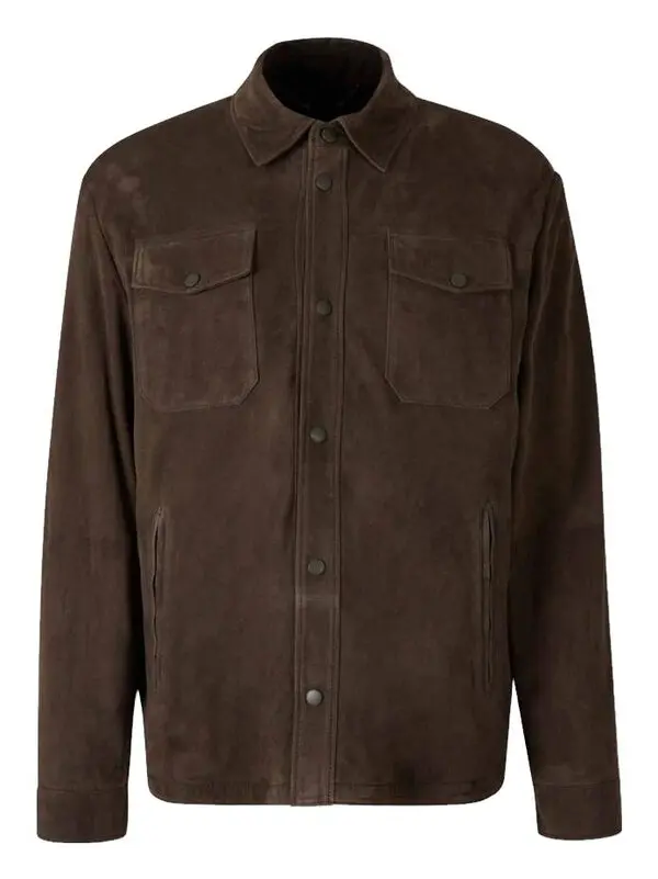 Canali Suede Leather Jacket - Brown