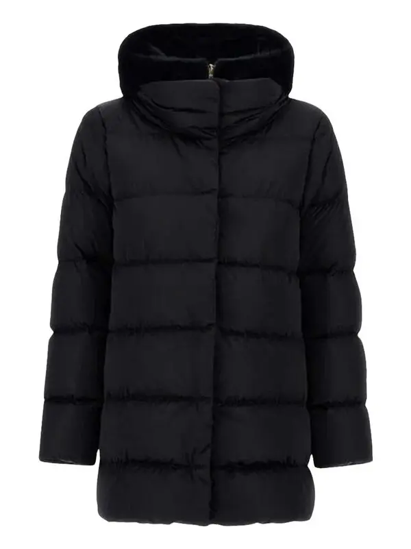 Herno Short Down Jacket With Removable Hood - Black