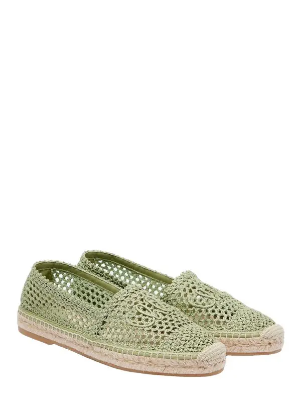 Chloé Isla Leather-trimmed Crochet Espadrilles - Green