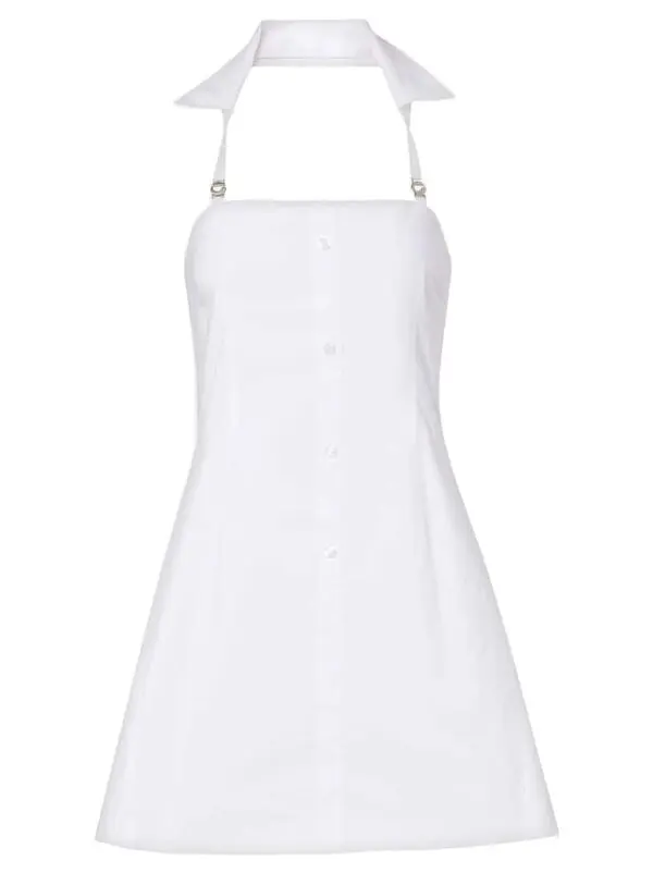 Coperni Halterneck Cotton Mini Dress - White