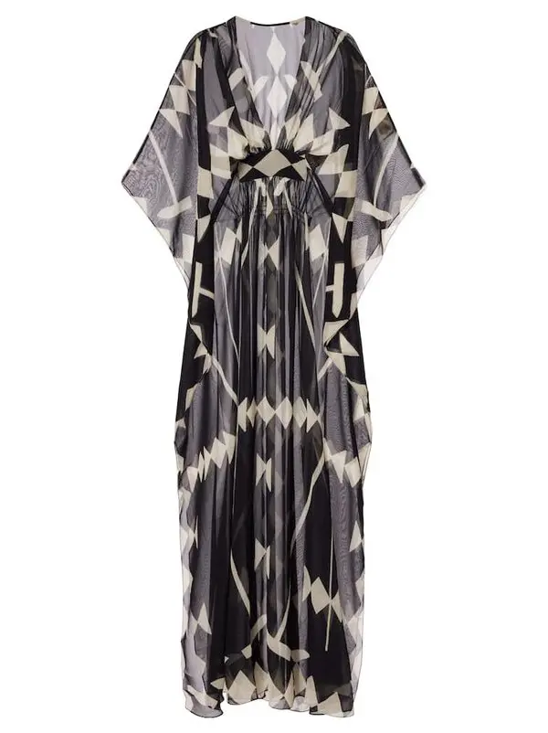 Johanna Ortiz Printed Georgette Maxi Dress - Black