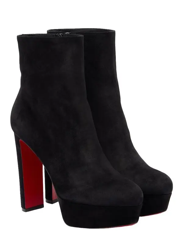 CHRISTIAN LOUBOUTIN Suede Ankle Boots - Black
