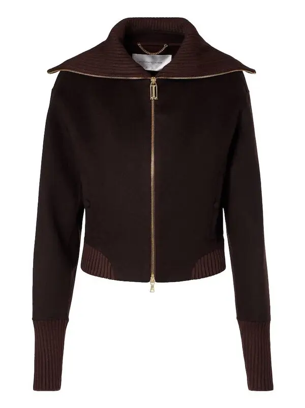 Victoria Beckham Wool And Cashmere Bomber Jacket - Brown
