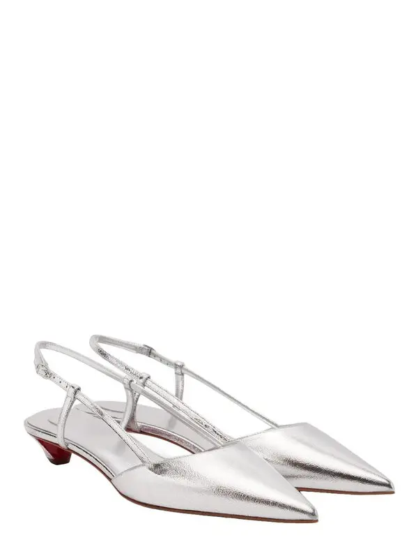 CHRISTIAN LOUBOUTIN Miss Z Slingina 25 Slingback Pumps - Silver