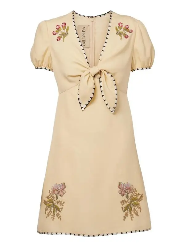 Valentino Garavani Floral Embroidered Minidress - Beige