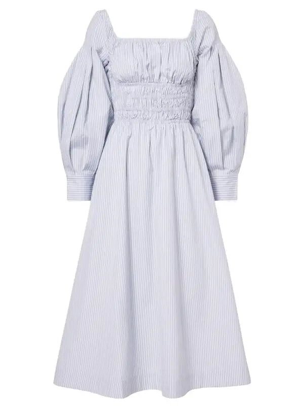 Altuzarra Josie Striped Cotton Midi Dress - Blue