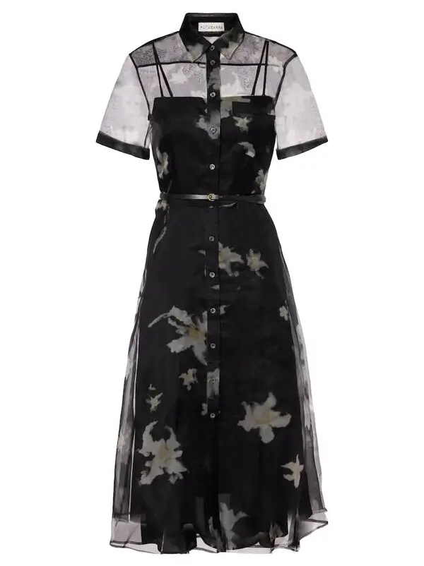 Altuzarra Kiera Floral Silk Midi Dress - Black
