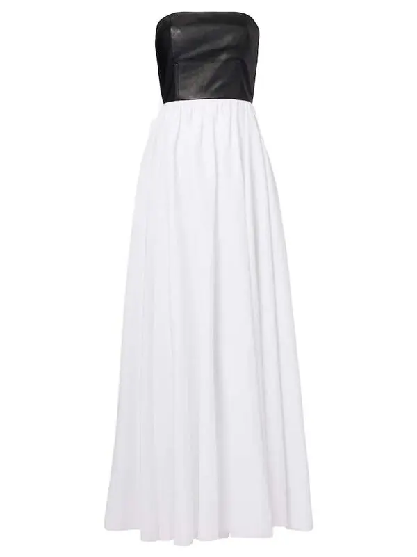 Gabriela Hearst Neferu Leather-trimmed Linen Maxi Dress - White