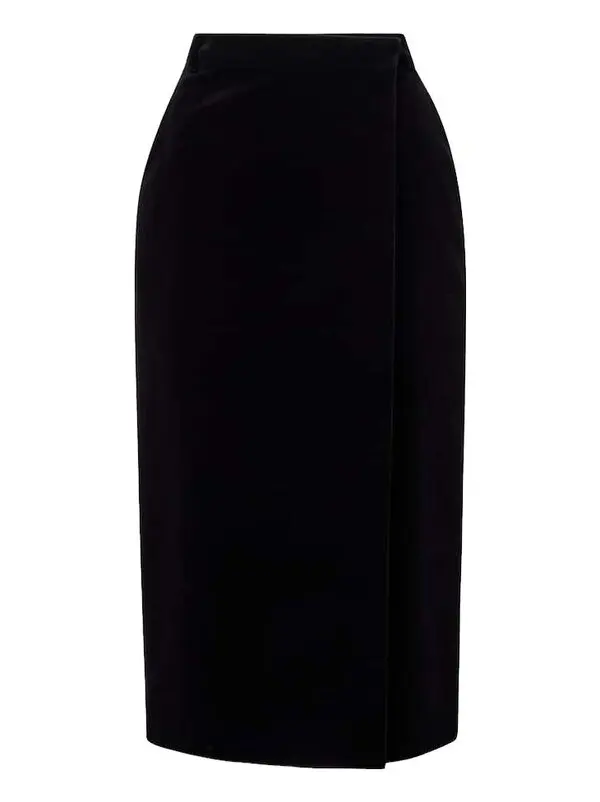 Saint Laurent Cotton Velvet Pencil Skirt - Black
