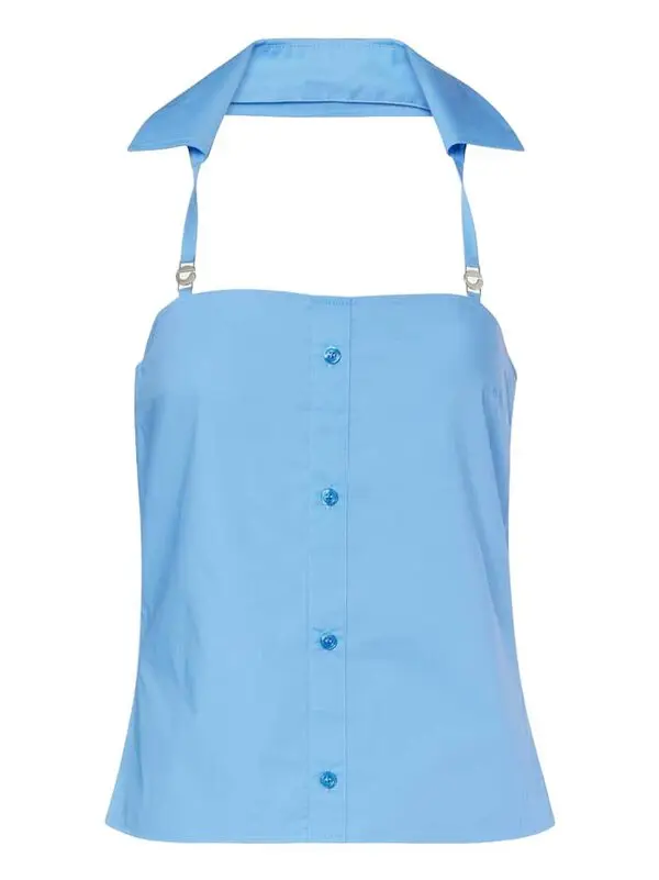 Coperni Halterneck Cotton Top - Blue