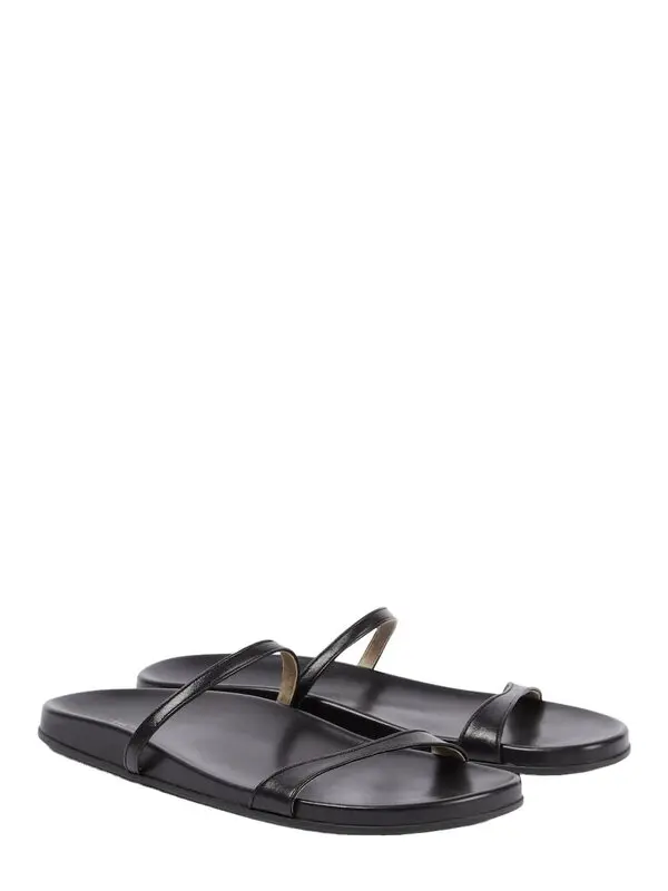 THE ROW Hugh Leather Slides - Black