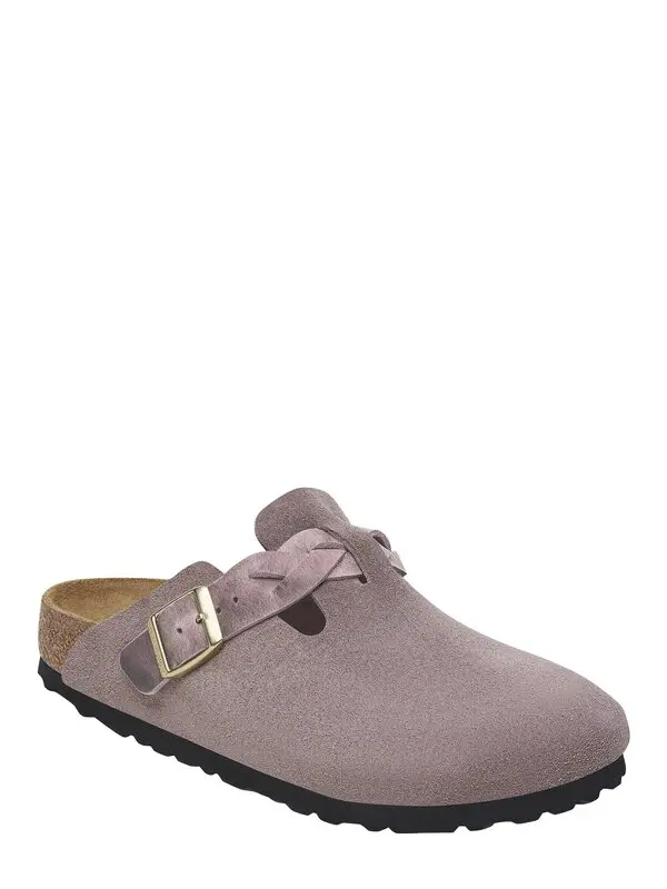 BIRKENSTOCK Boston Braided Suede Leather Clogs - Faded Purple